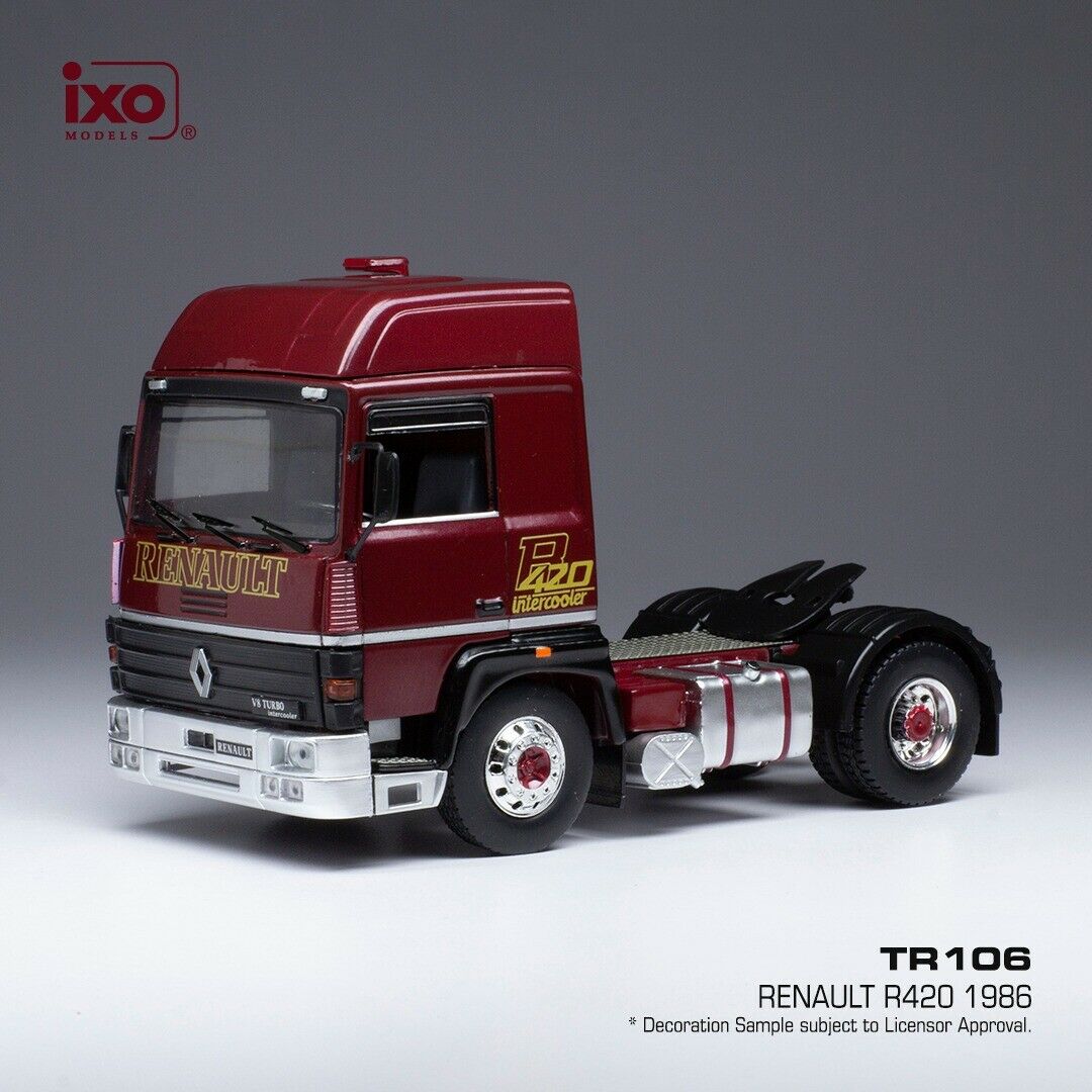 Масштабная модель Renault R420 1986 бордовый с графикой, седельный ...