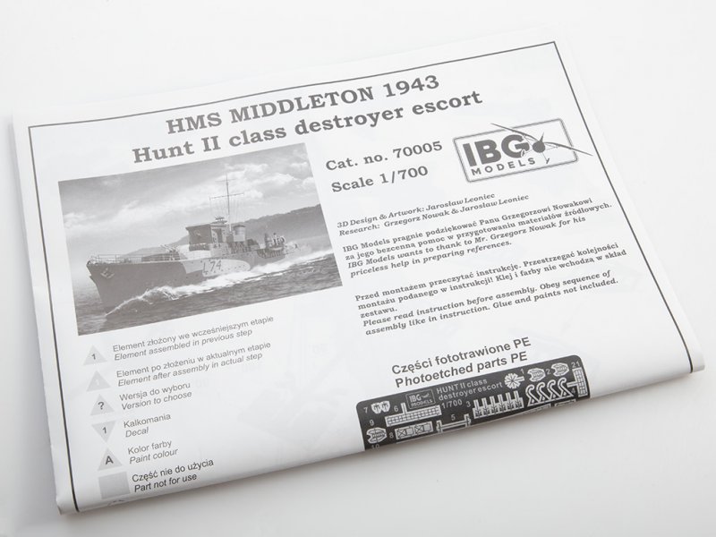 Сборная модель Эсминец сопровождения типа Hunt II - HMS Middleton 1943 ...
